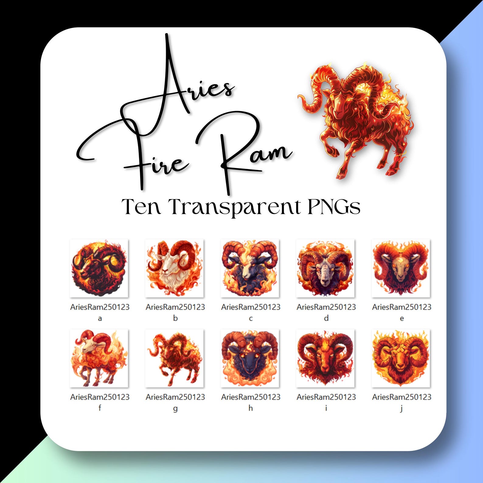 Aries Fire RAM Clipart Zodiac Sheep Ram Farm Animal Mystical Horoscope ...