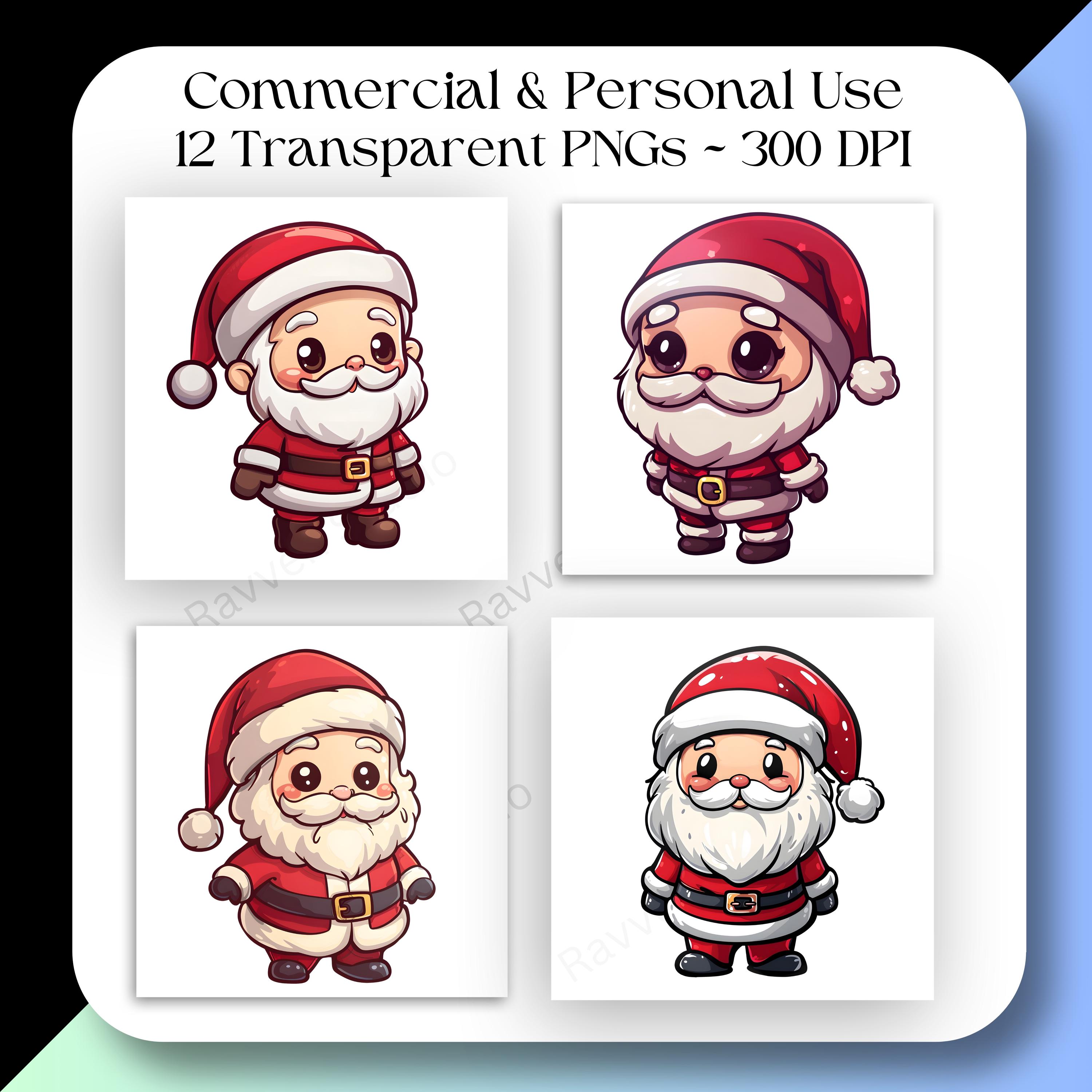 Kawaii SANTA Claus Clipart Graphic Festive Christmas Xmas Ho Ho Holiday ...