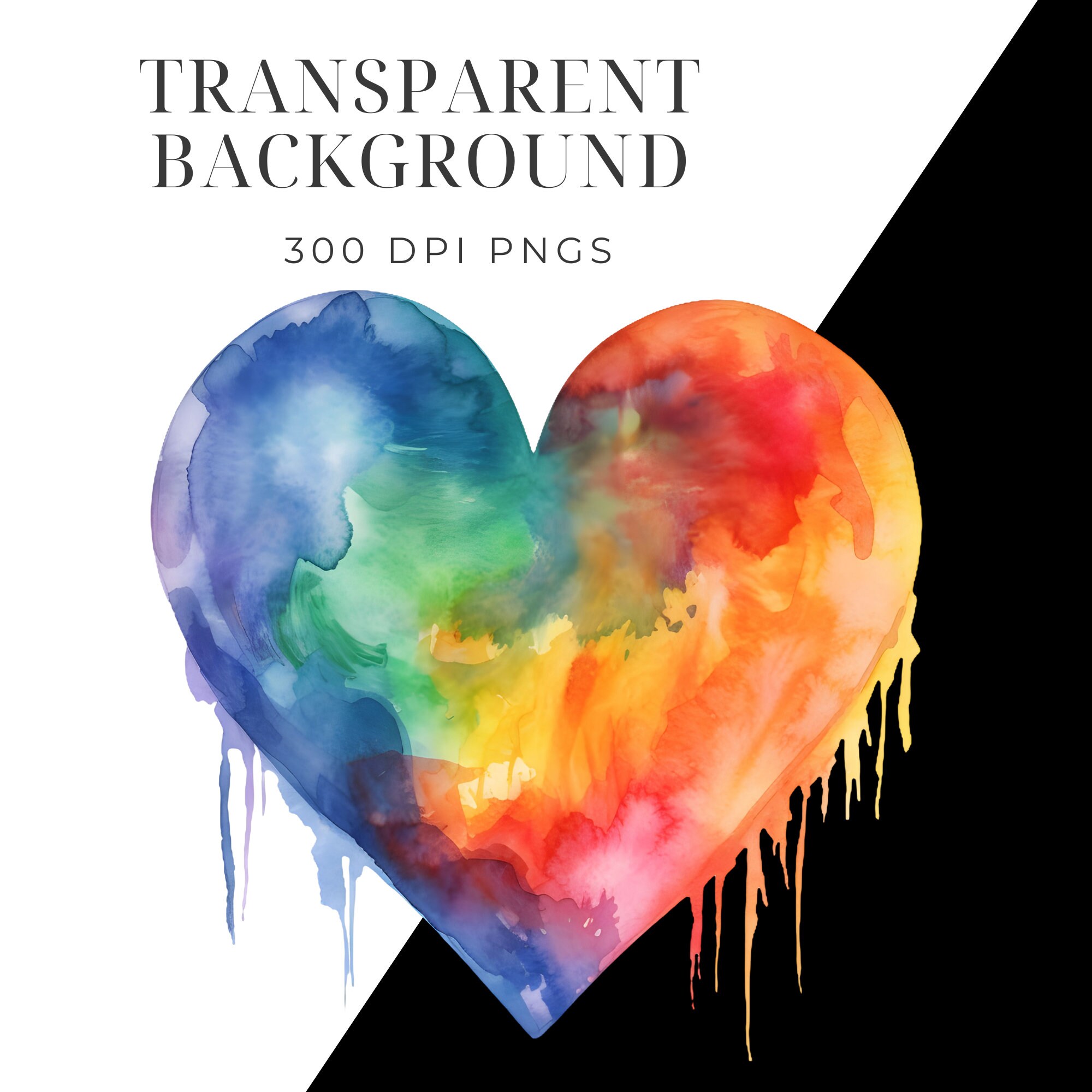 Rainbow Hearts Clip Art Instant Download Valentine Design Rainbow Heart ...