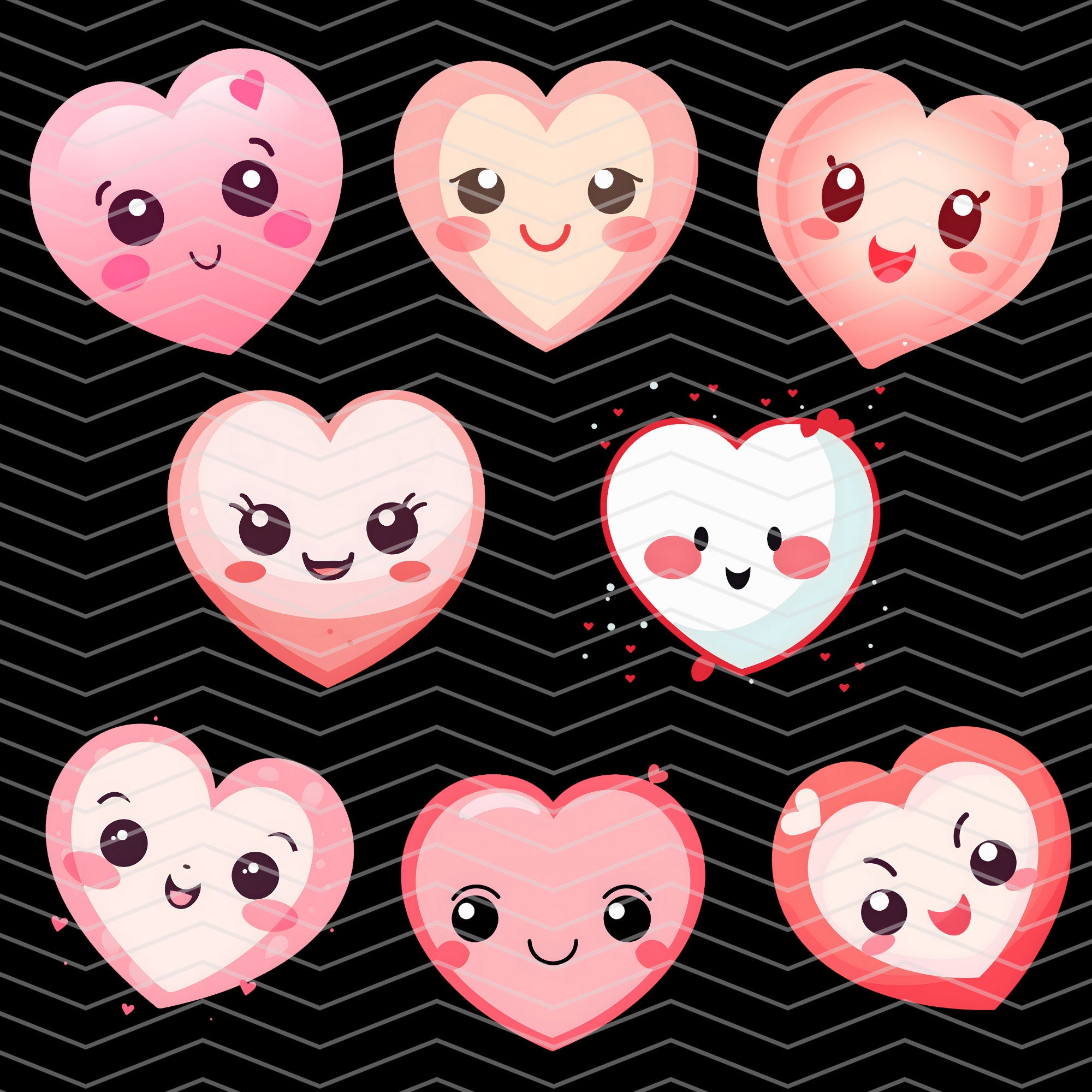 Happy Hearts Clipart | Instant Download | Heart Clip Art | Valentines ...