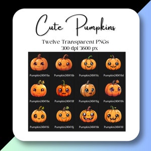 Cute Halloween Pumpkin Clipart, Fall Autumn Clip Art, Spooky Kawaii PNG ...