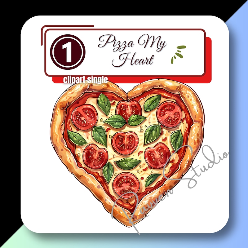 Heart Pizza Clipart - Etsy