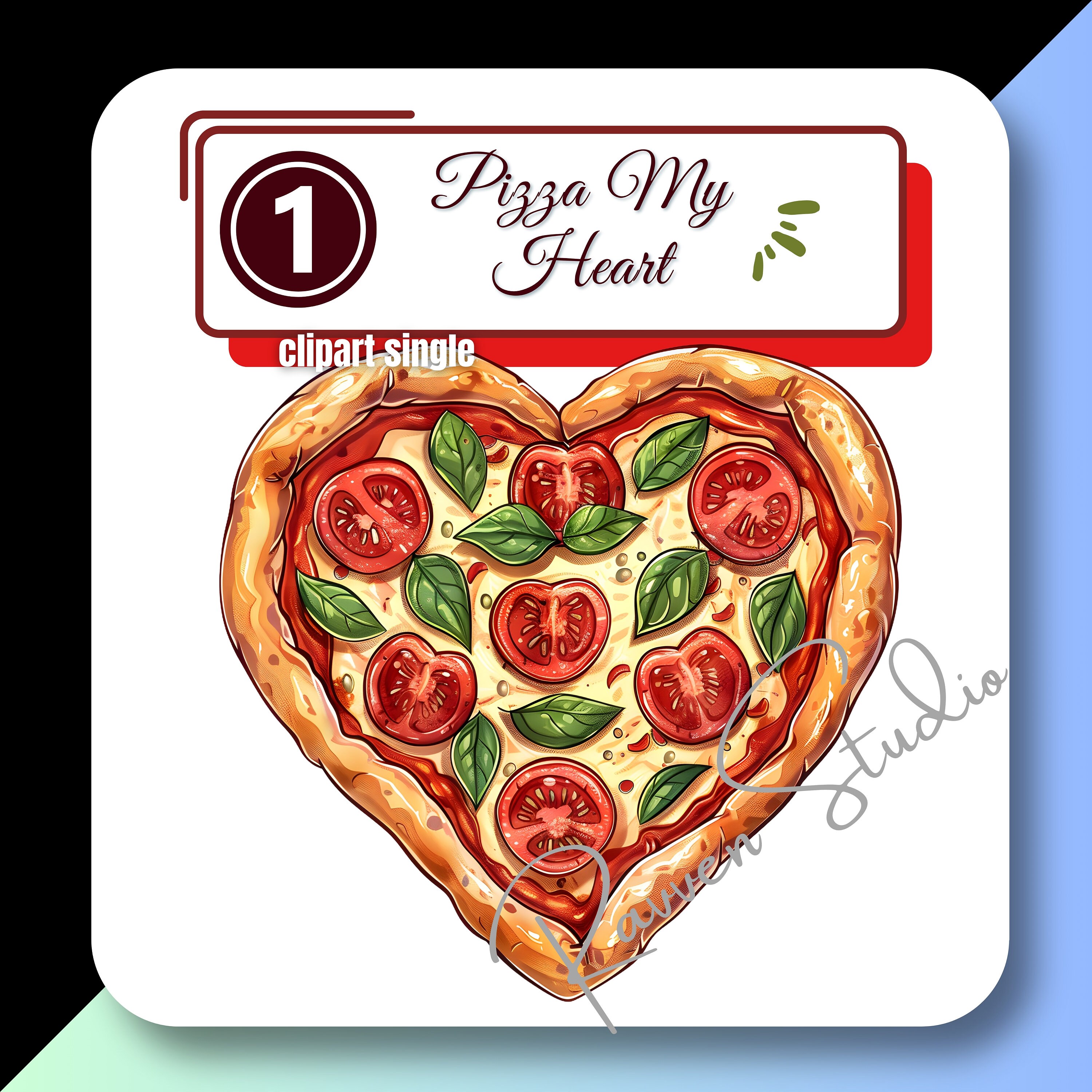 Pizza My Heart Clipart Single, Tomato Basil Pie Png, Graphic ...