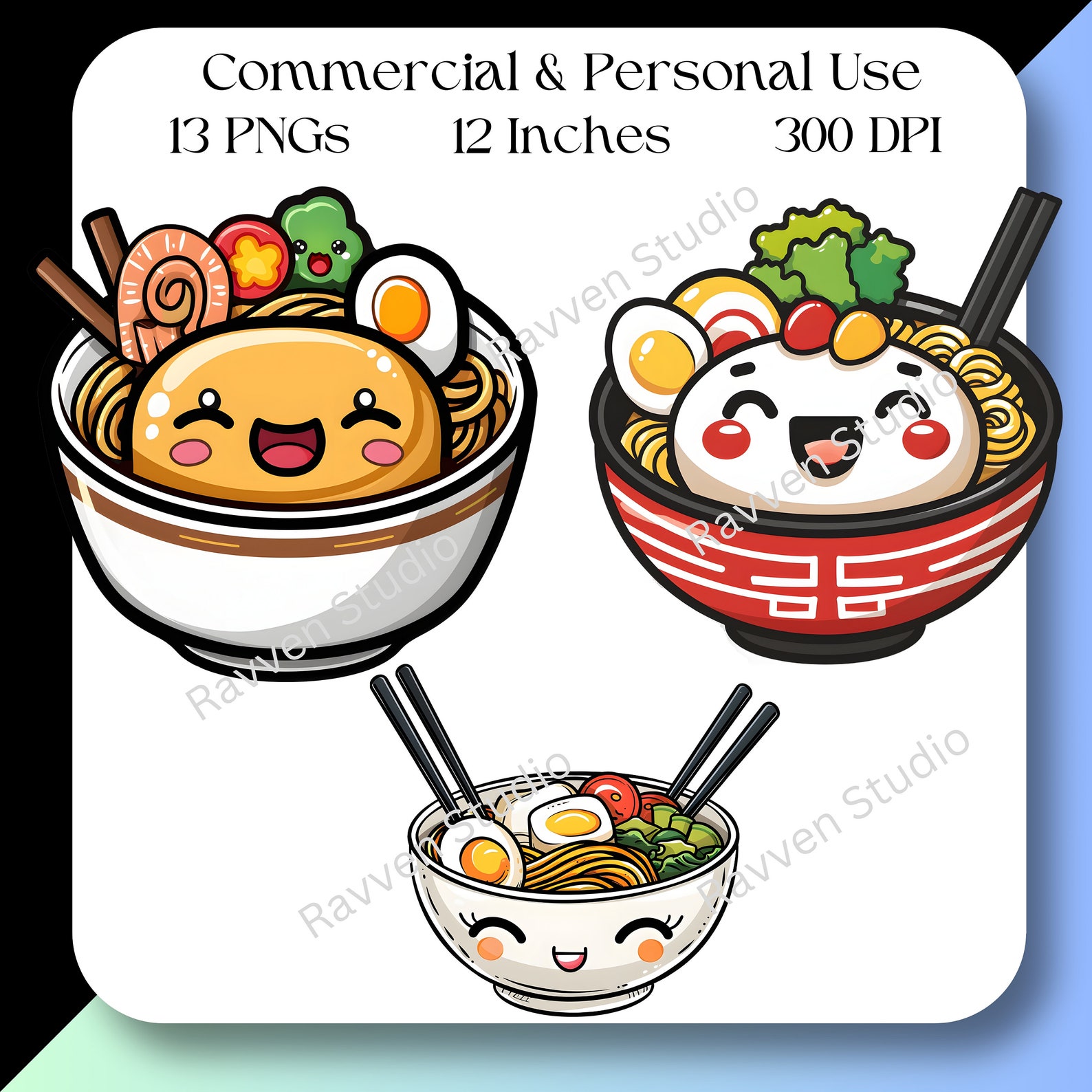 Cute Kawaii Noodle Bowl Clipart, Cute Japanese Food Png, Digital ...