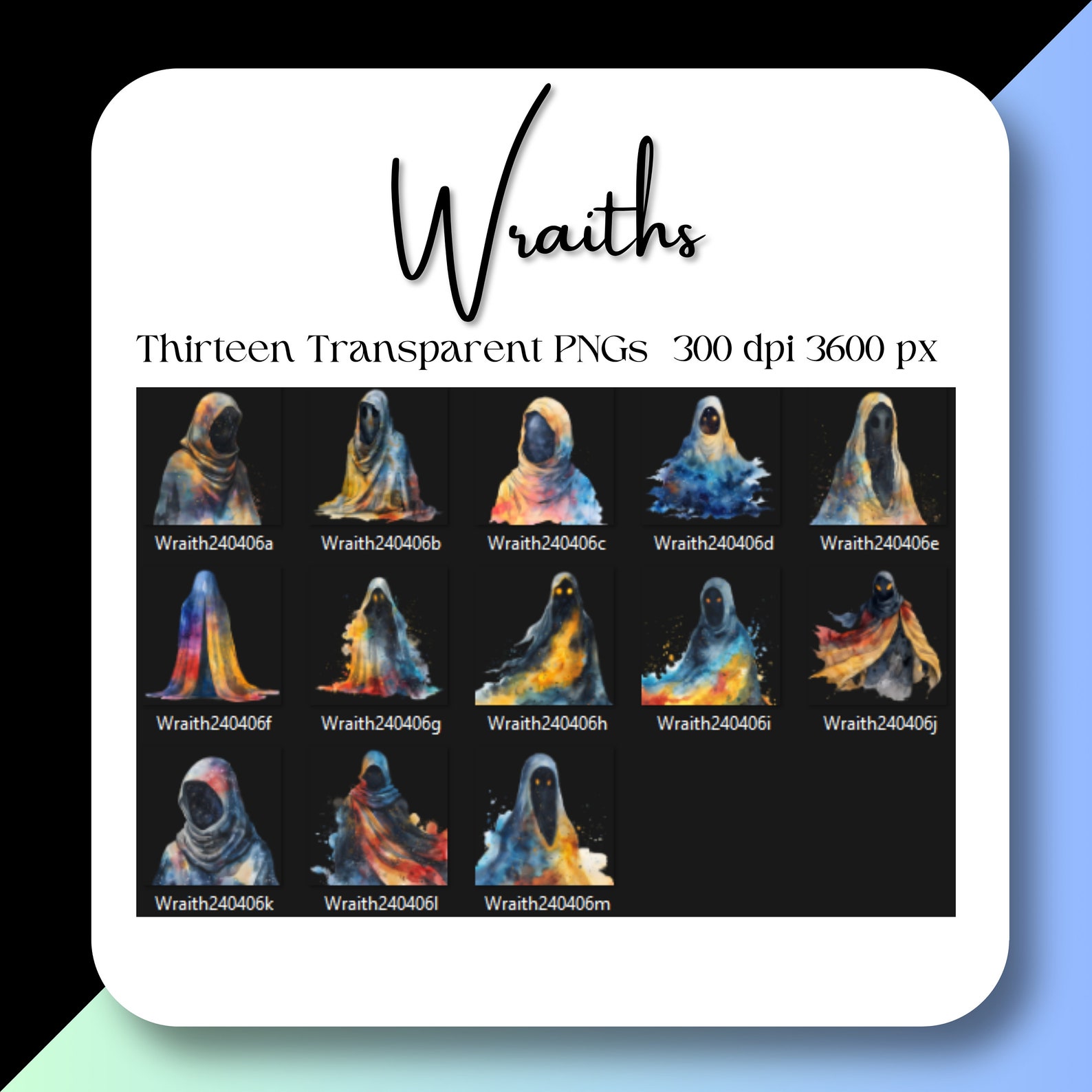 Phantom Wraith Clipart, Space Ghost Clip Art, Horror PNG, Instant ...