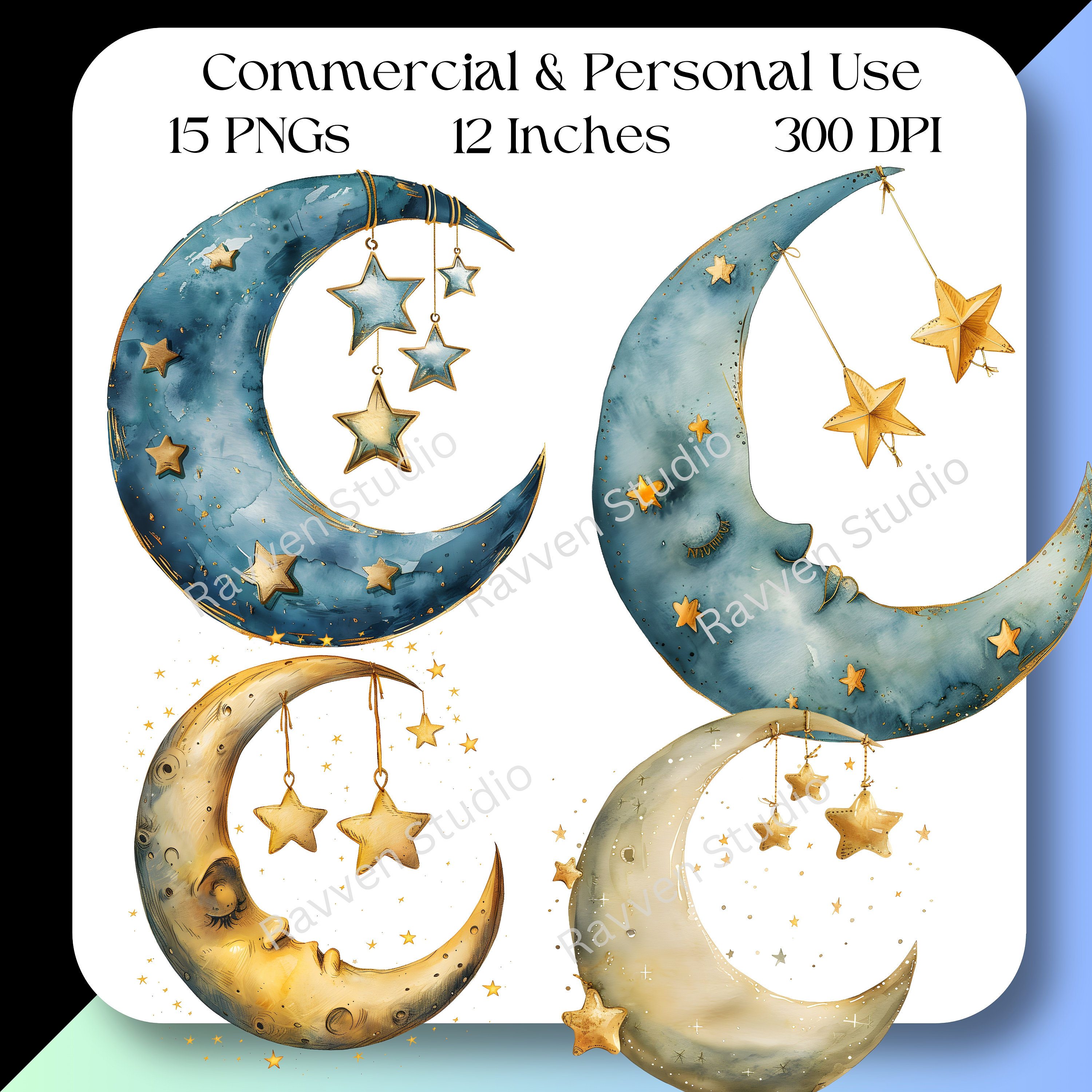 Celestial Clipart, Moon and Stars Clip Art, Sweet Dreams Baby ...