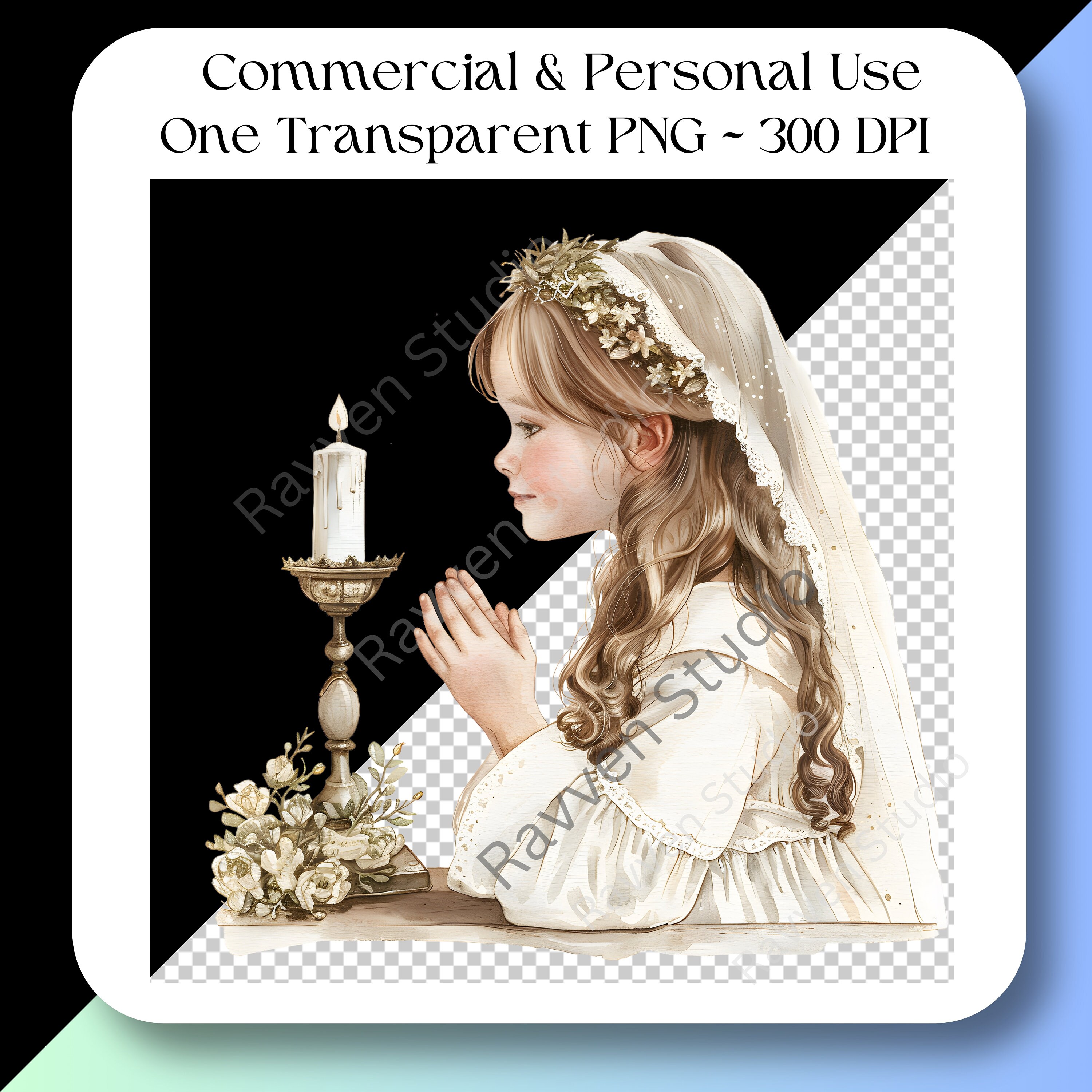 First Holy Communion Clipart, Little Girl Design, Watercolor Clip Art ...