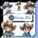 Little Cowboy Blue Watercolor Clipart, Boy Clip Art, Western Png ...