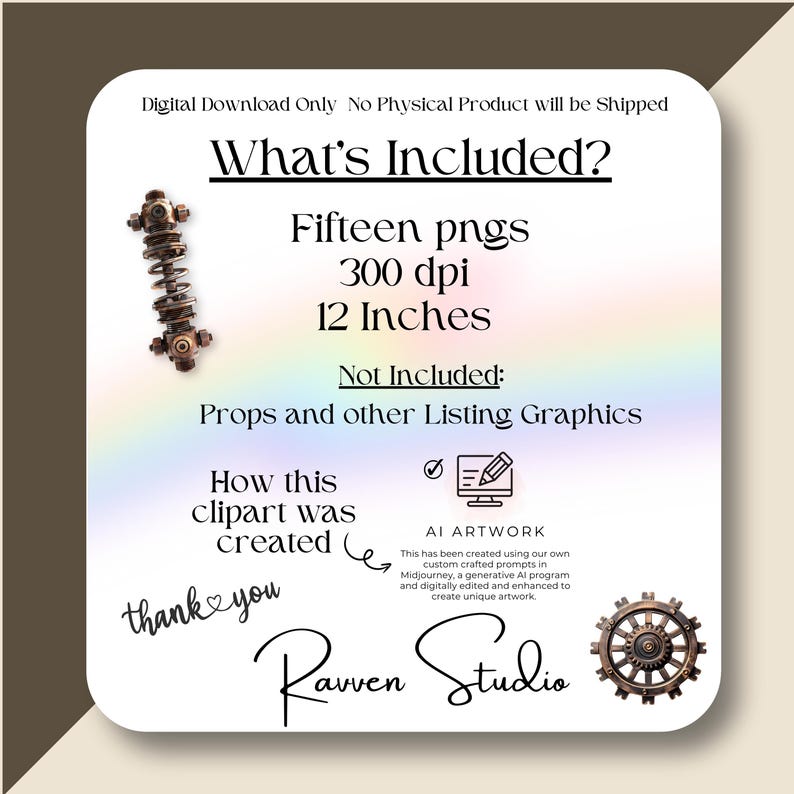 STEAMPUNK Cogs Clipart Vintage Gears Clockwork Mechanical Illustrations ...