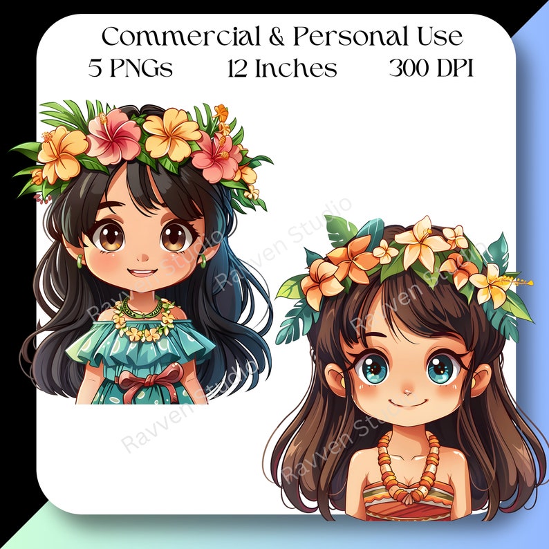 Luau Hula Girl Clipart, Hawaii Clip Art, Luau Party Décor Hawaiian ...