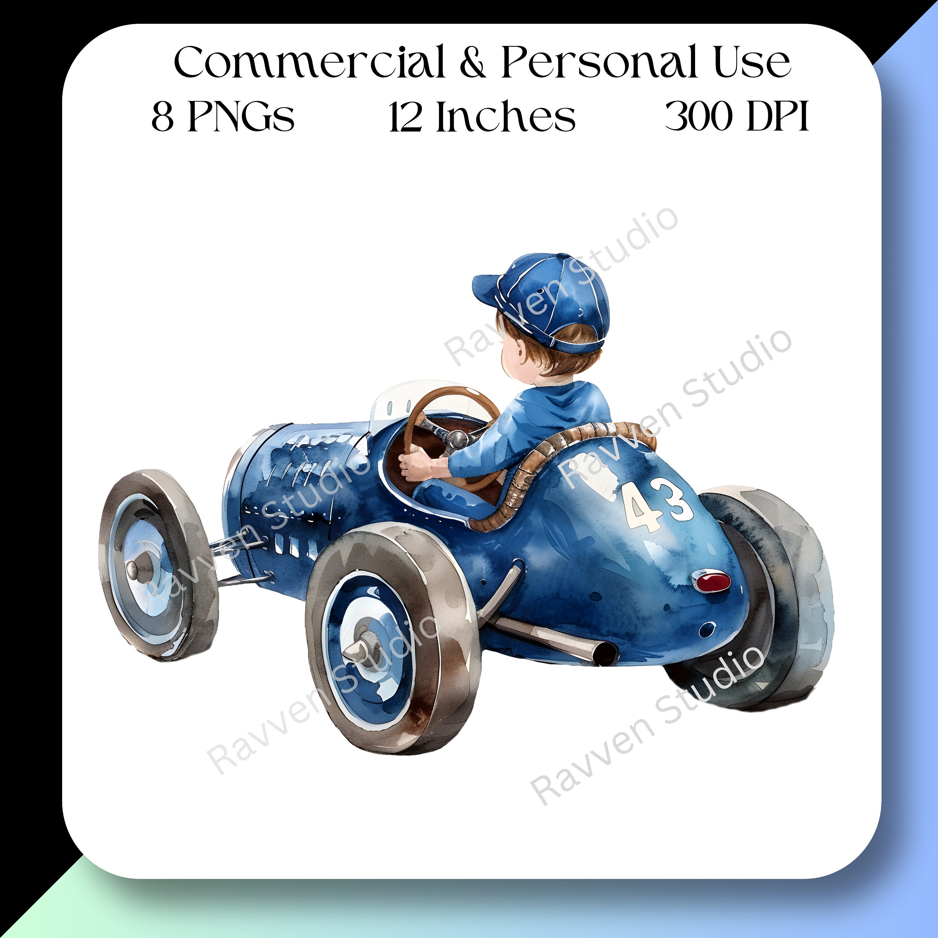 Vintage Racing Watercolor Cars, Racecar Clipart, Baby Boy, Race Car Png ...