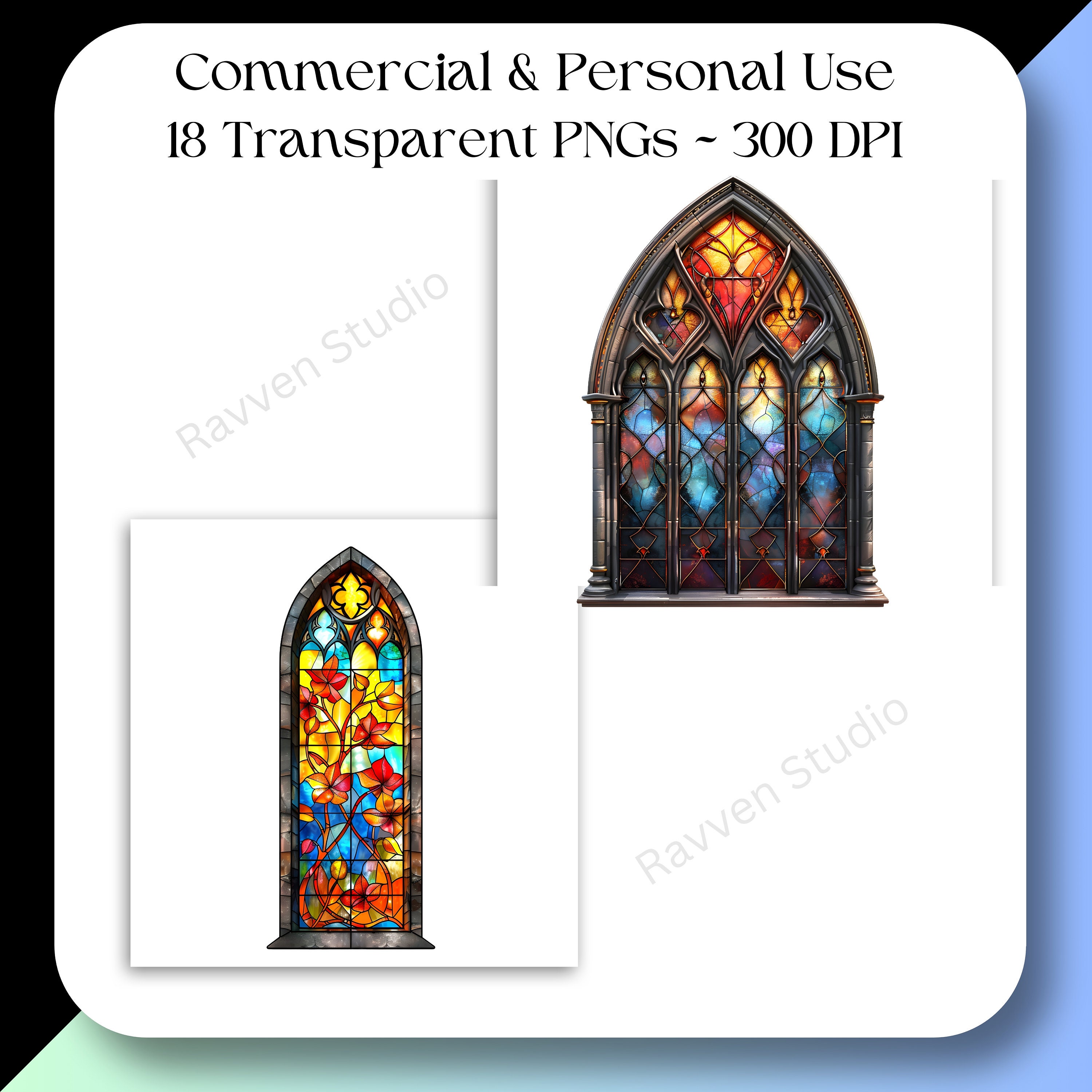 Stained Glass Window Clipart Clip Art Colorful Arched Gothic Church ...