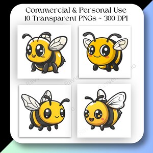 Cute Honey Bee Clipart, Garden Clip Art, Kawaii Spring PNG, Junk ...
