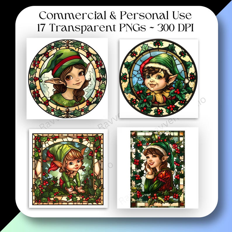 Stained Glass Christmas Elf Clipart Clip Art Holiday Elves Transparent ...