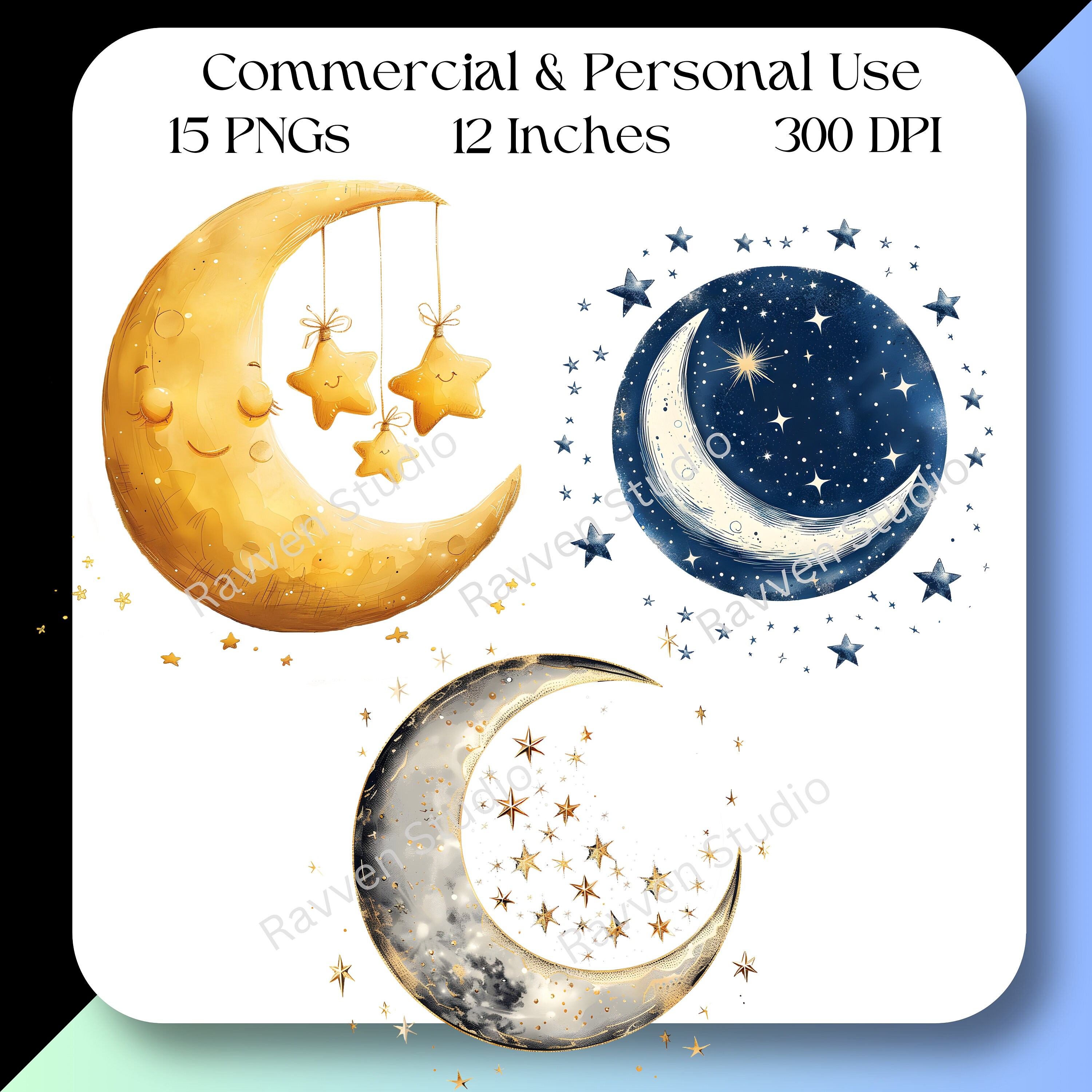 Celestial Clipart, Moon and Stars Clip Art, Sweet Dreams Baby ...