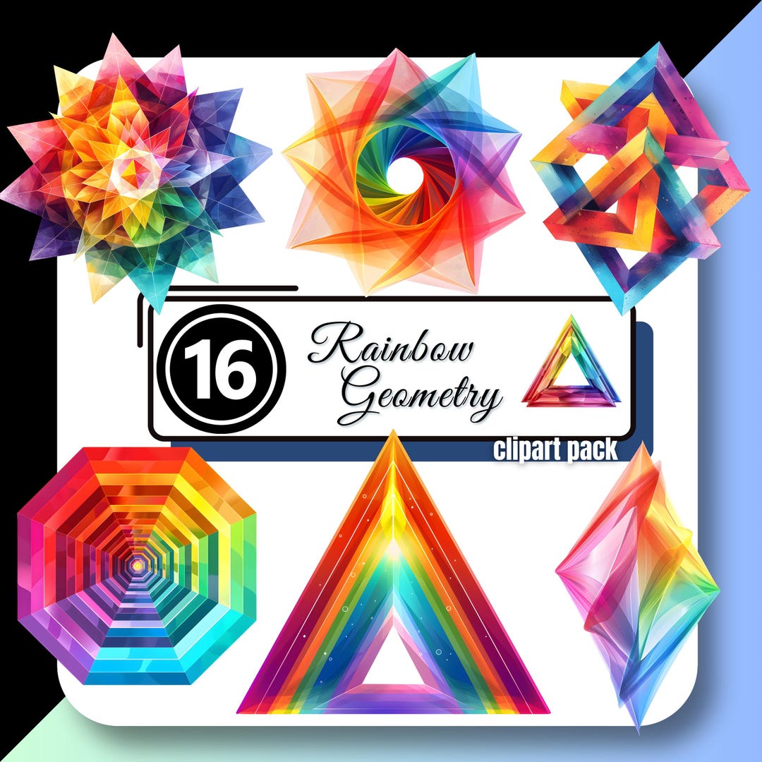 Rainbow Geometric SHAPES Clipart Abstract Colors Circle Triangle ...