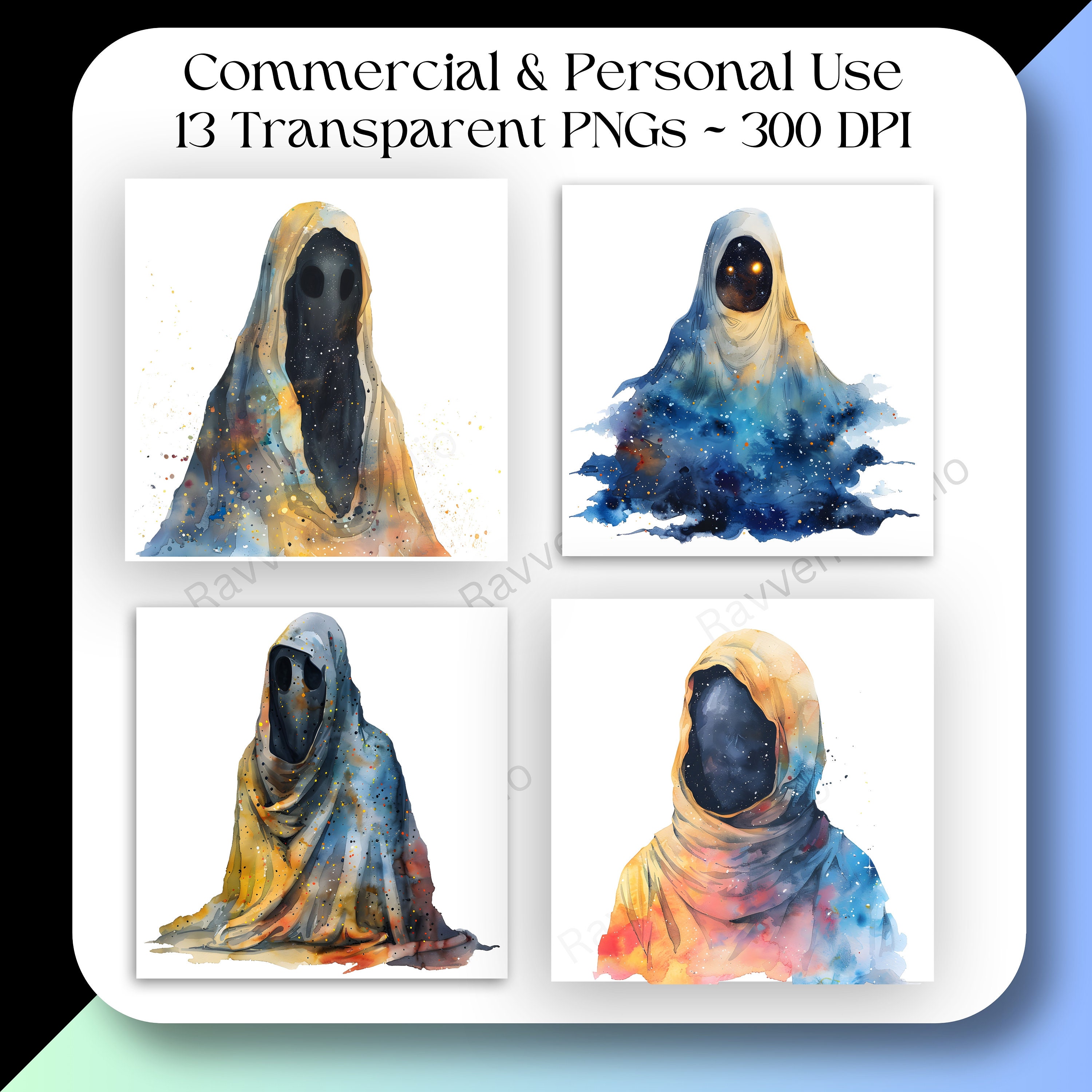 Phantom Wraith Clipart, Space Ghost Clip Art, Horror PNG, Instant ...
