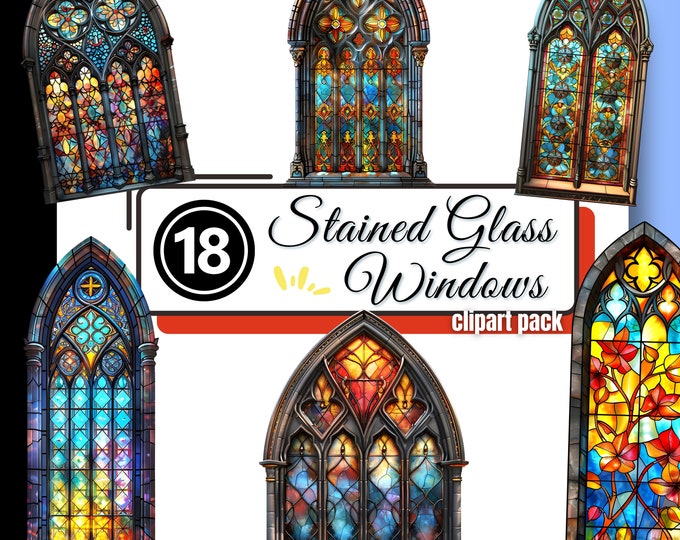 Stained Glass Windows Clipart, Arched Window With Flowers, , Colourful ...