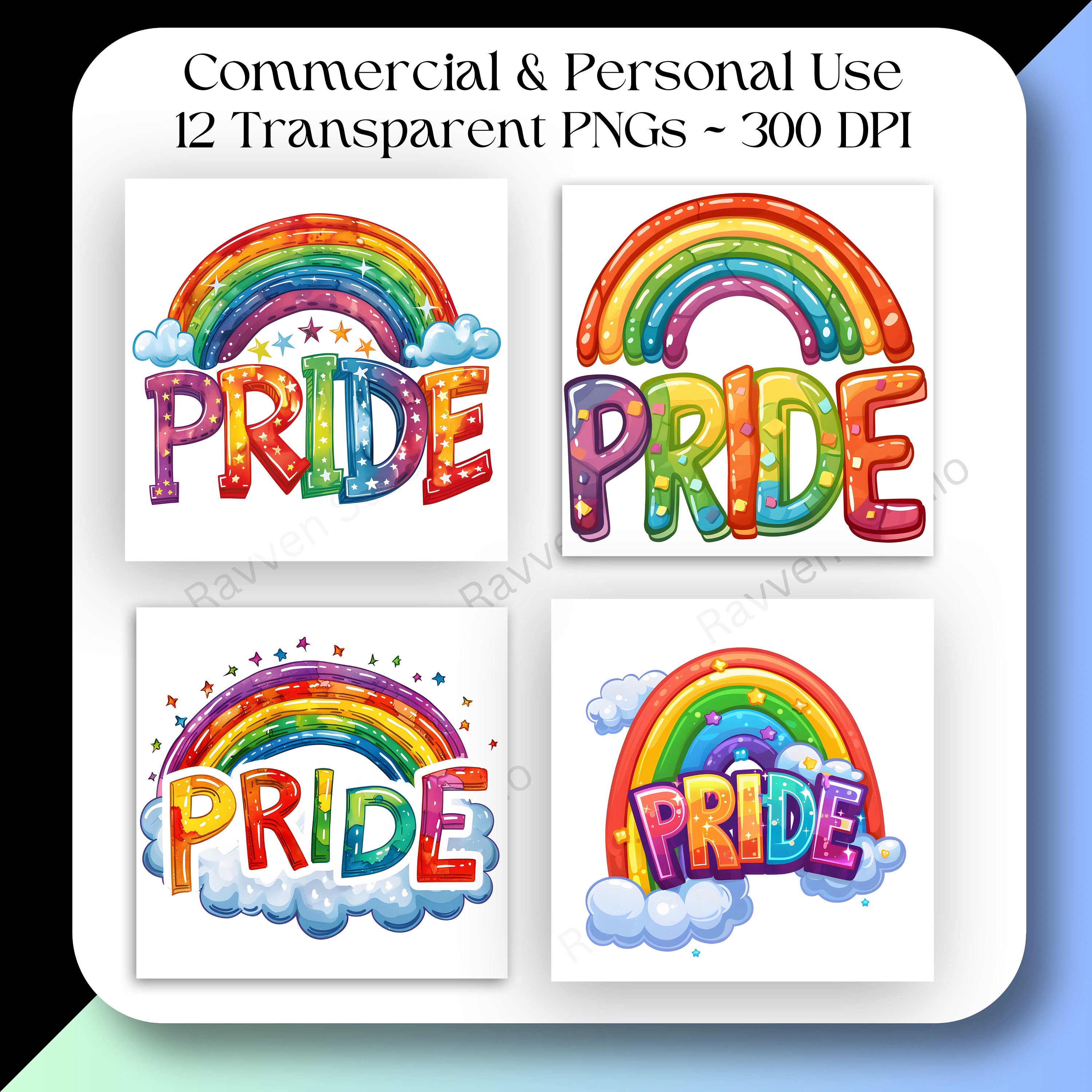Rainbow Pride Clipart Happy Clouds Heart LGBTQIA+ Clip Art Junk Journal ...