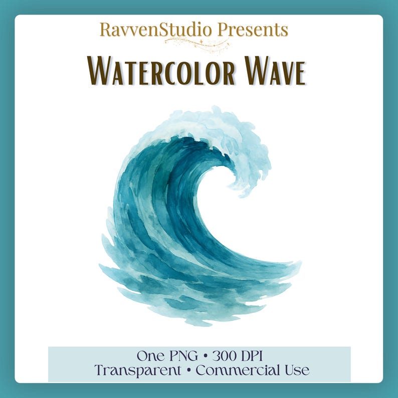 Watercolor Wave Clipart | Ocean Illustration | 300 DPI Transparent PNG ...