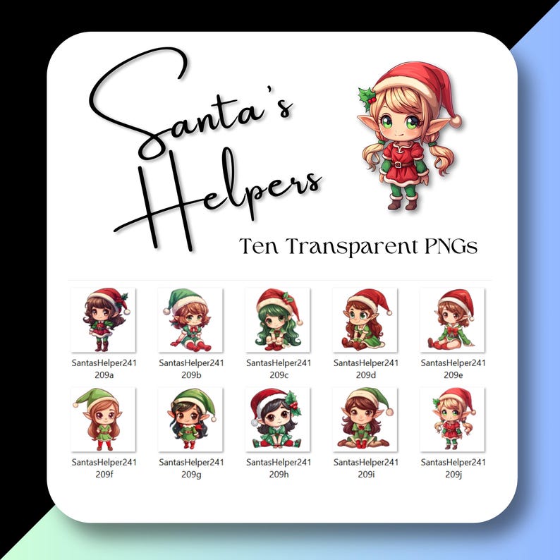 Santa's Helper ELF Clipart Clip Art Holiday Manga Christmas Party ...