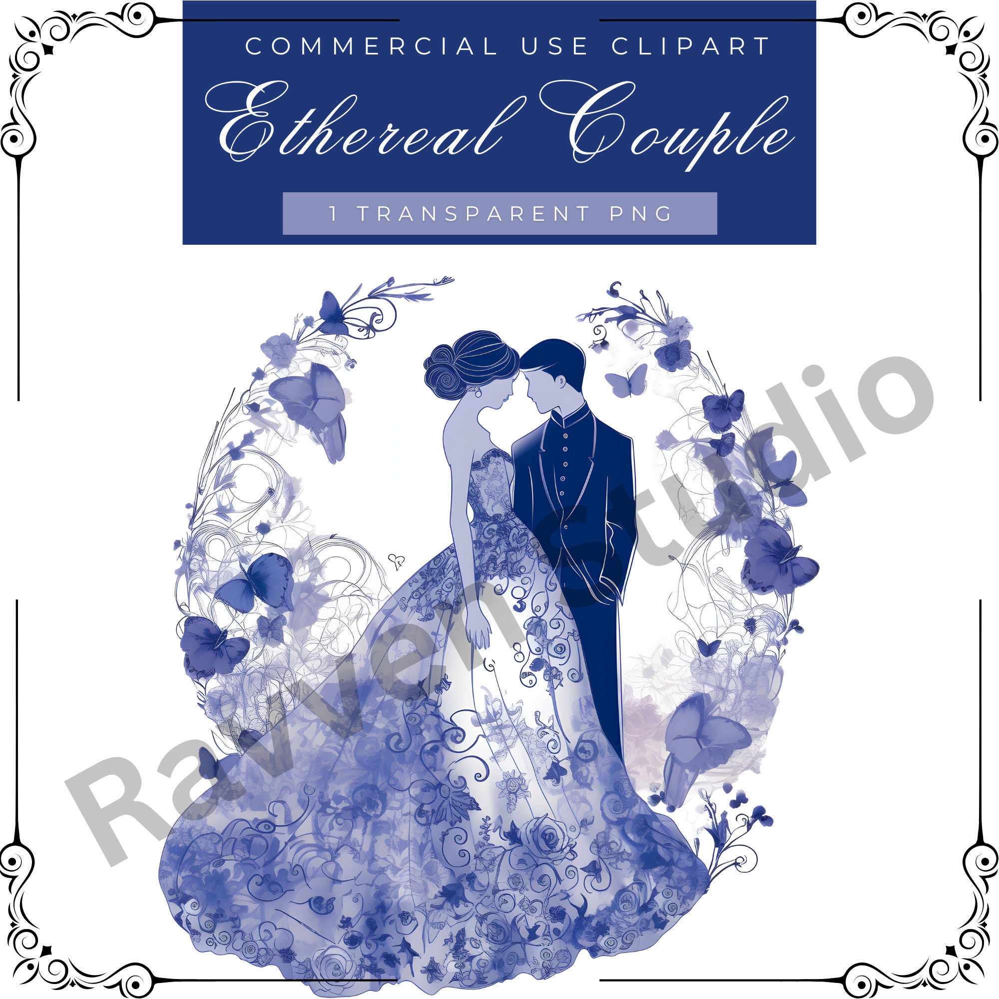 Ethereal Couple Clip Art Bride and Groom Romance Love Graphic PNG & JPG ...
