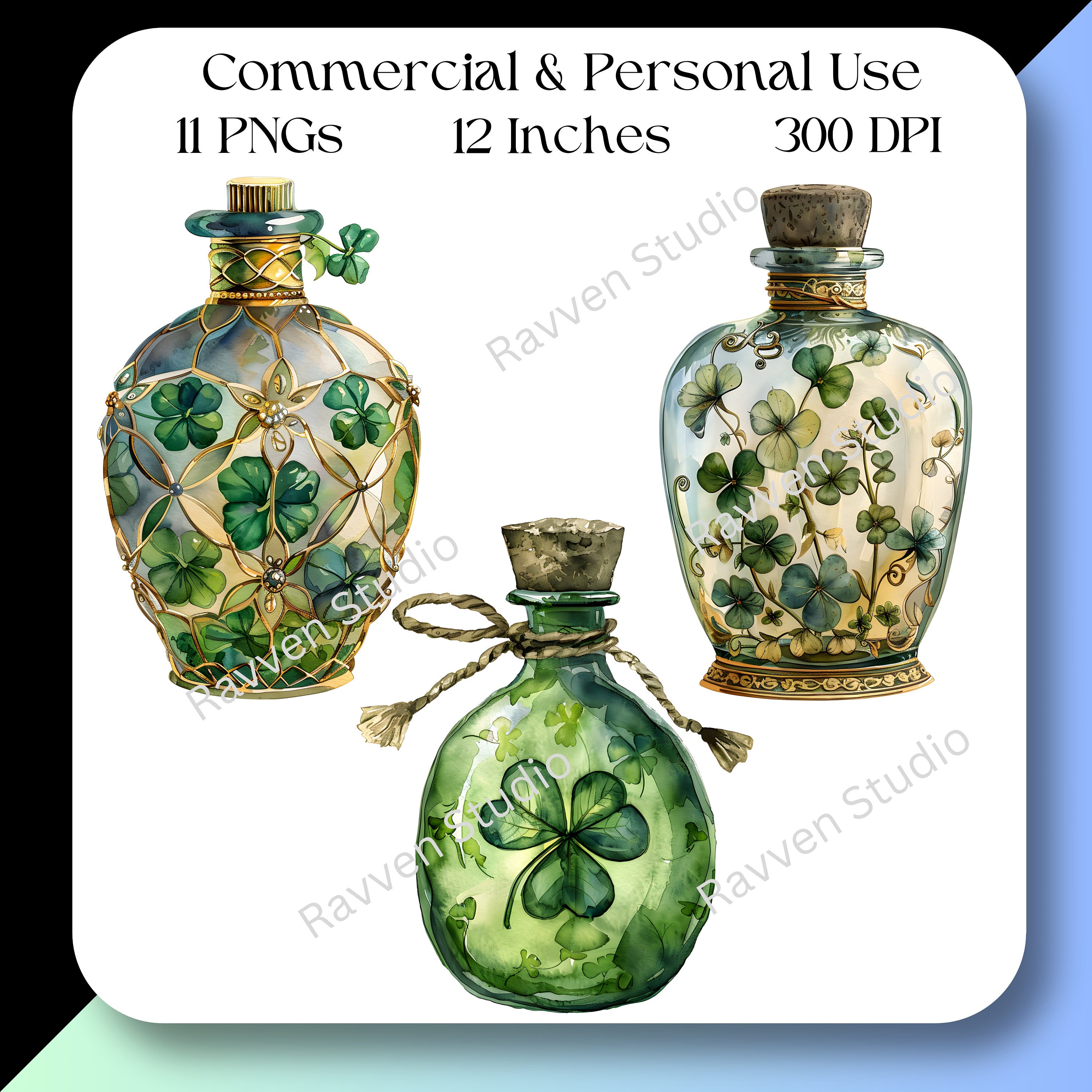 Lucky Potion Clipart, Magic Bottle Clipart, Watercolor Potion Clipart ...