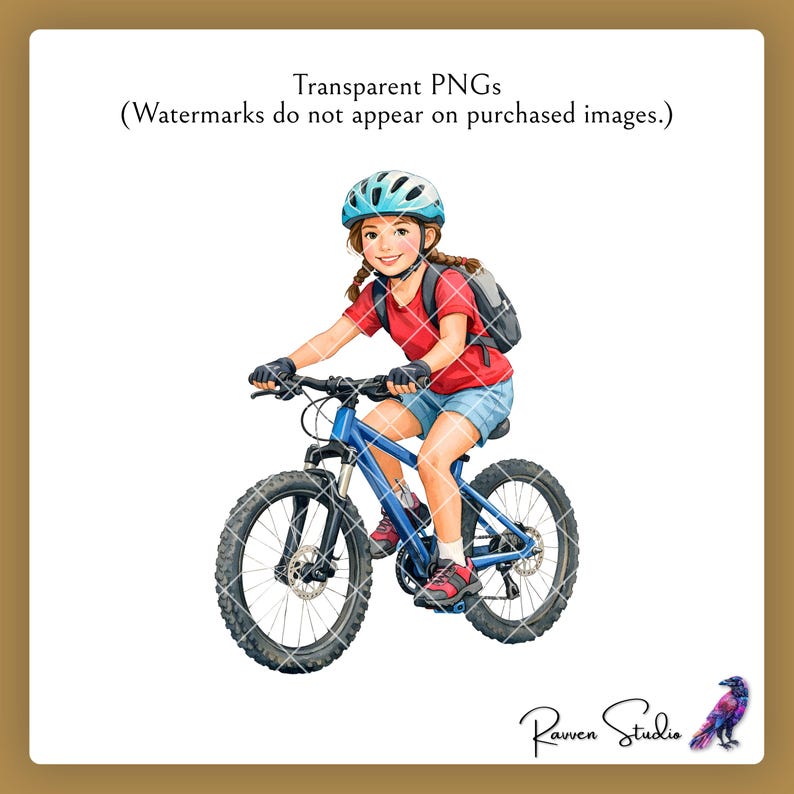 Mountain Bike Life Clipart Pack - Mtn Bike - Fire Bicycle - Girl - Boy ...