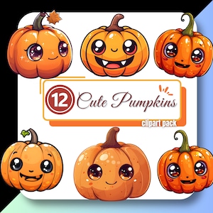 Cute Halloween Pumpkin Clipart, Fall Autumn Clip Art, Spooky Kawaii PNG ...