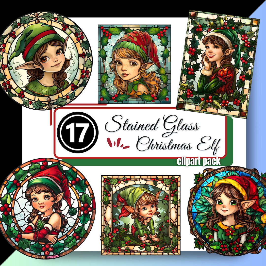 Stained Glass Christmas Elf Clipart Clip Art Holiday Elves Transparent ...