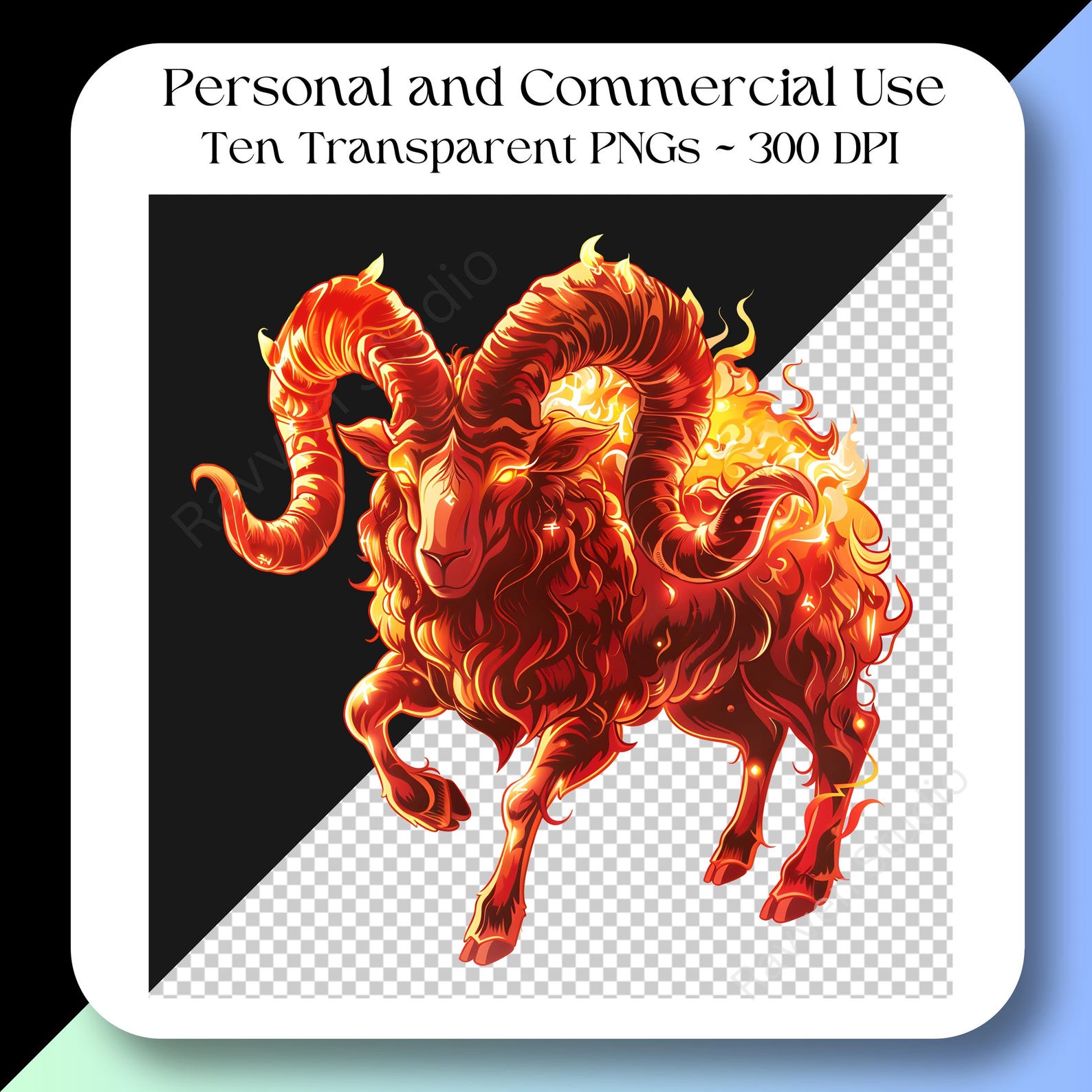 Aries Fire RAM Clipart Zodiac Sheep Ram Farm Animal Mystical Horoscope ...