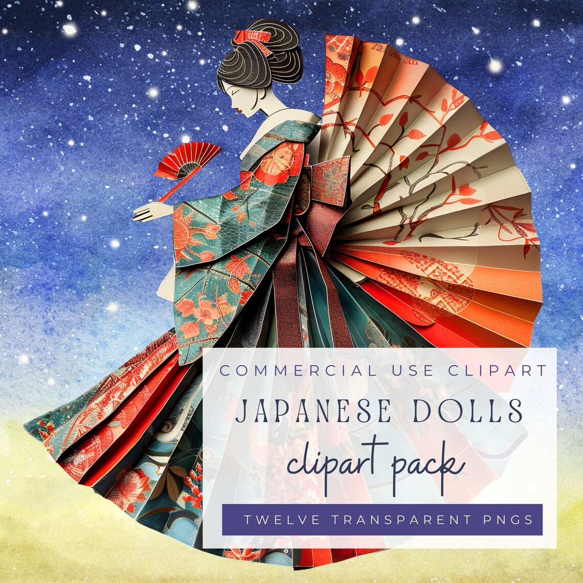Japanese Dolls Clipart Paper Doll JPG Origami Doll Jpg Digital Download ...