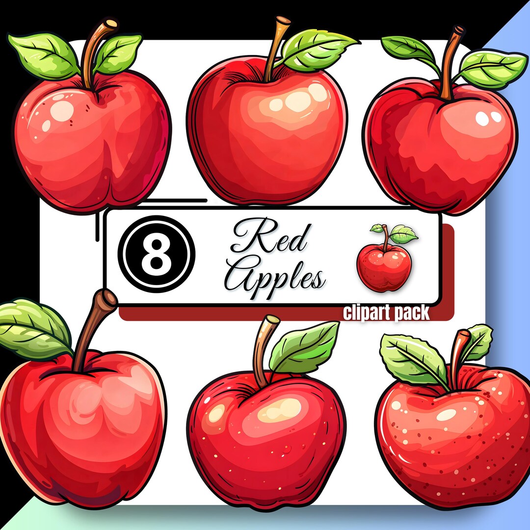 Red APPLE Clipart Back to School BTS Teacher Education A Clip Art High ...