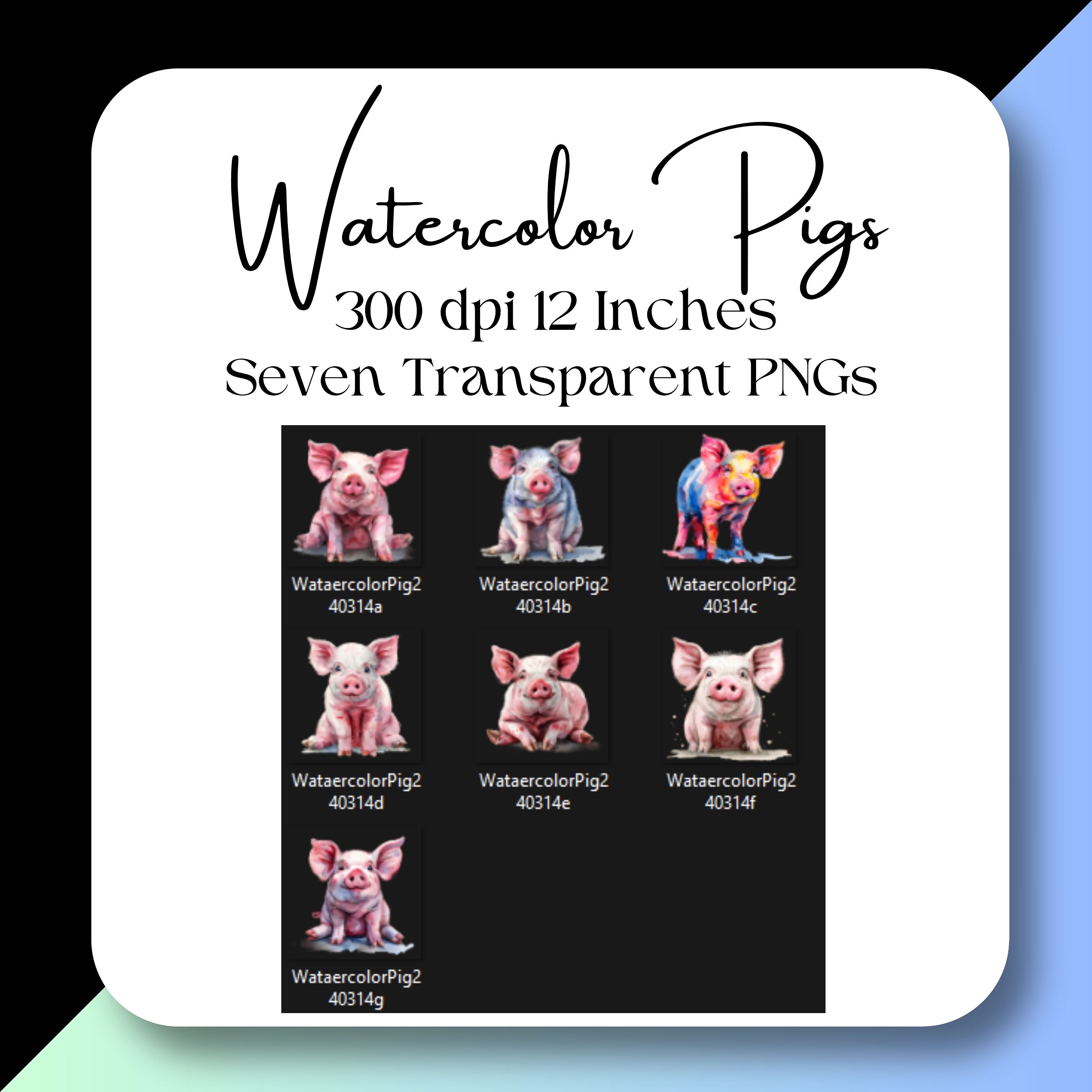 Watercolor Pigs Clipart, Farm Clipart, Watercolor Pig Clipart Set, Junk ...