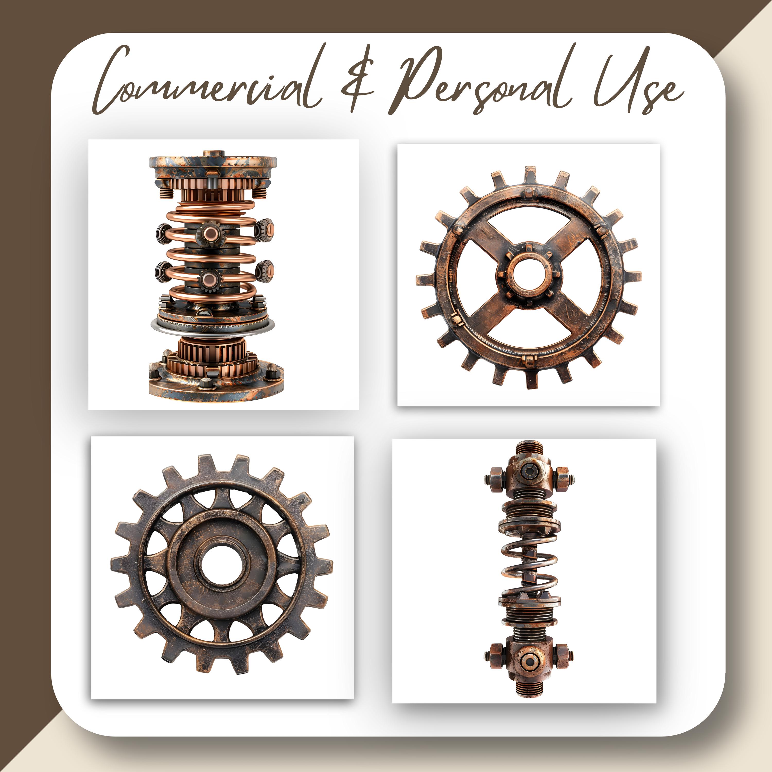 STEAMPUNK Cogs Clipart Vintage Gears Clockwork Mechanical Illustrations ...