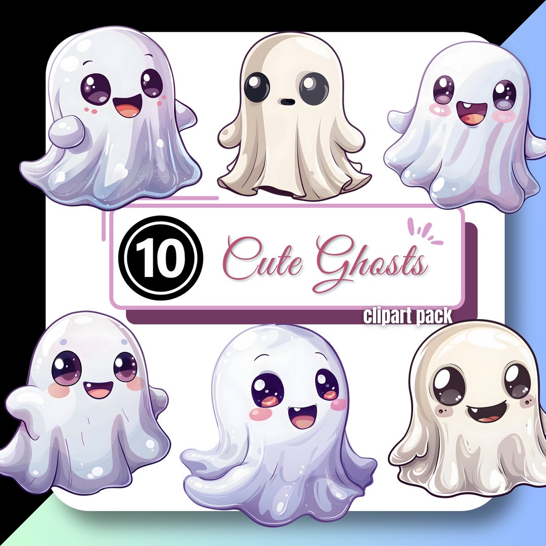 Cute Ghost Clipart, Childrens Halloween Clip Art, Spooky Kawaii Fun PNG ...