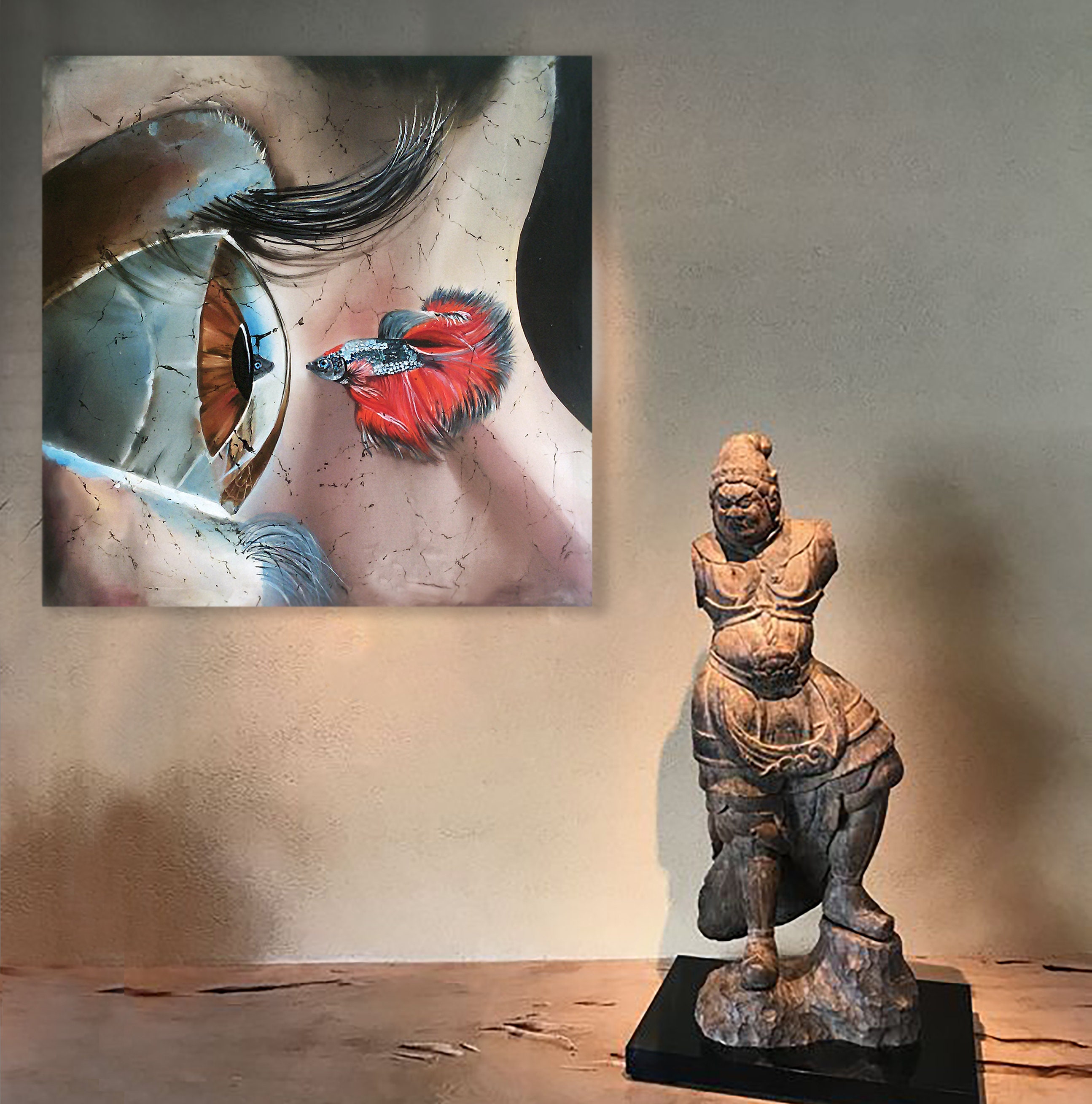 Eye With Betta Fish Silk Painting Eye Batik Art Print, Betta Fish ...