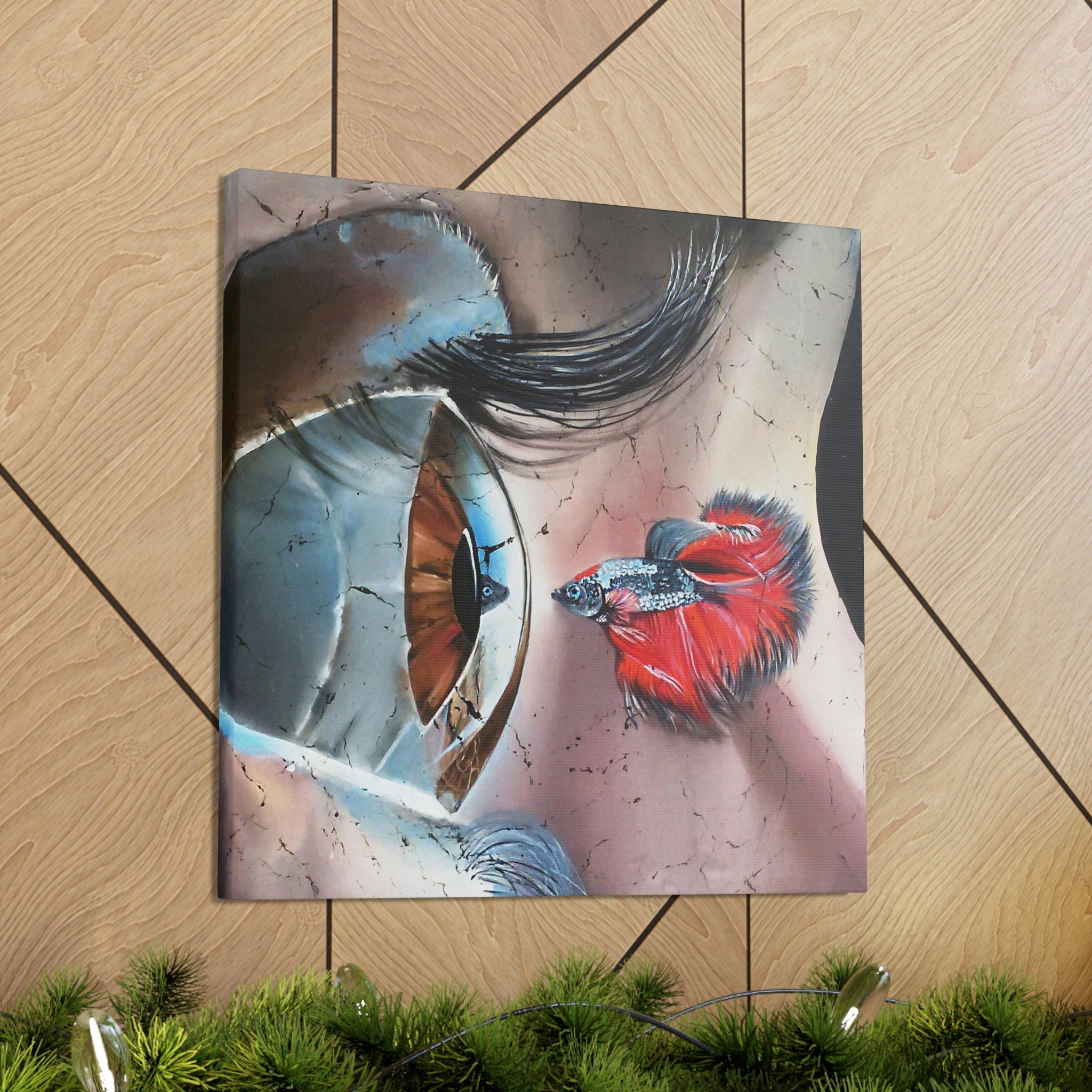 Eye With Betta Fish Batik Art Print, Eye Silk Painting Print Canvas ...