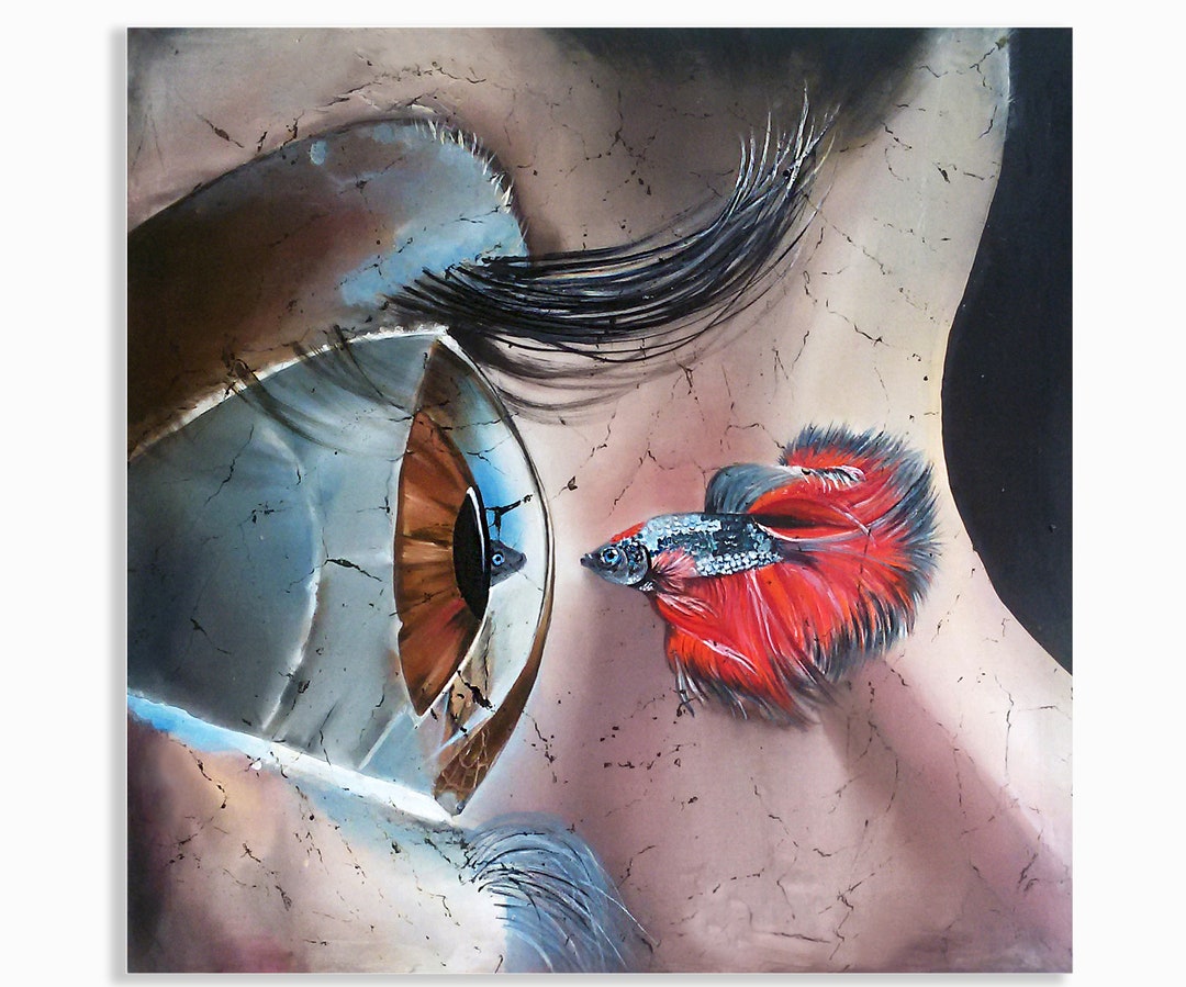 Eye With Betta Fish Silk Painting Eye Batik Art Print, Betta Fish ...