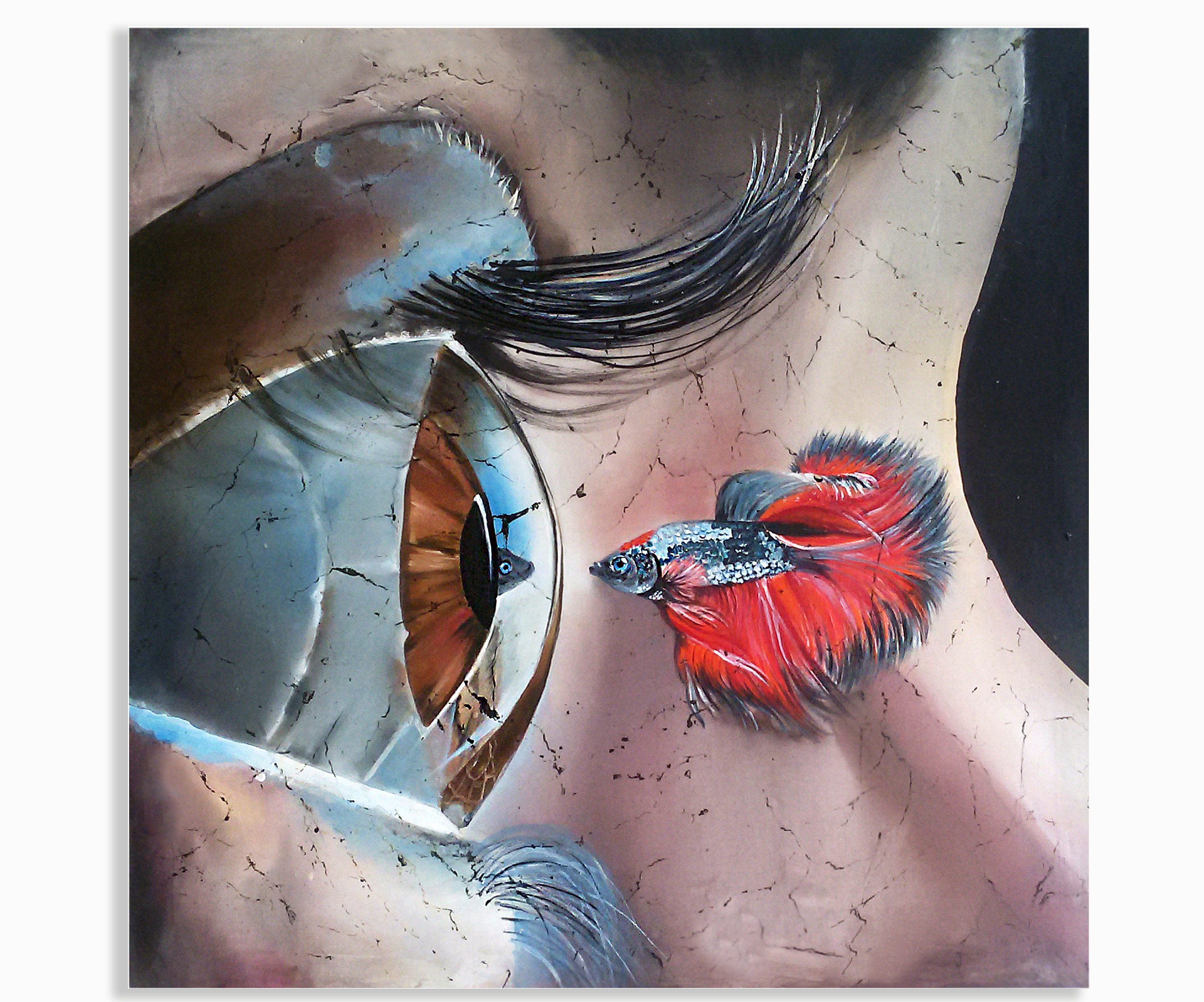 Eye With Betta Fish Silk Painting Eye Batik Art Print, Betta Fish ...