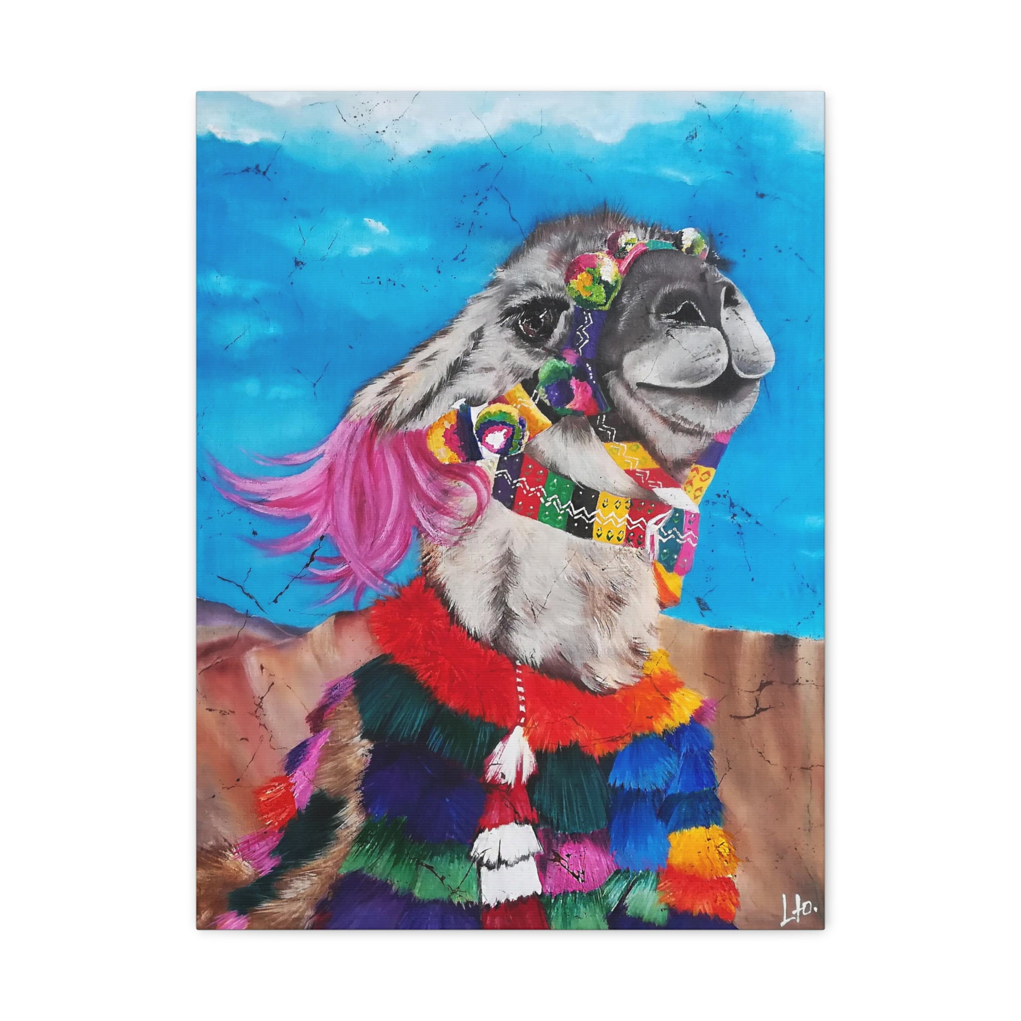 Colorful Llama Batik Art Print Rainbow Llama Wall Art Alpaca Silk ...