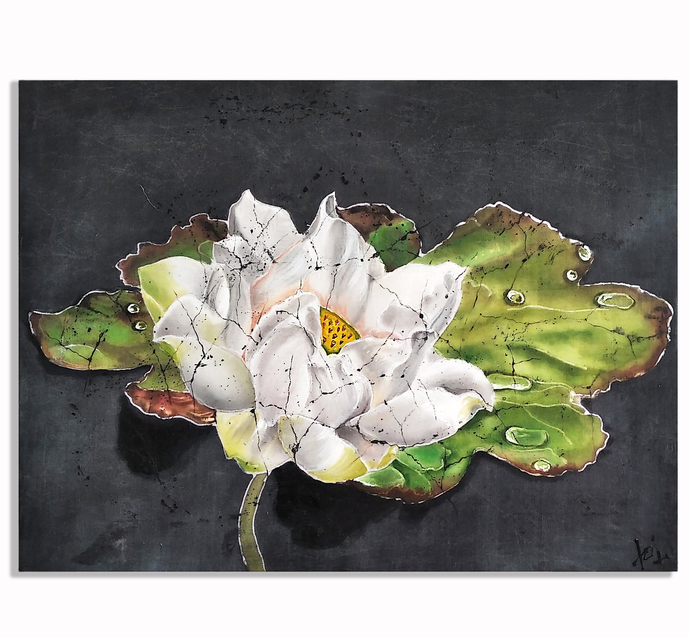 White Lotus Original Silk Painting Batik Wall Hanging - Etsy