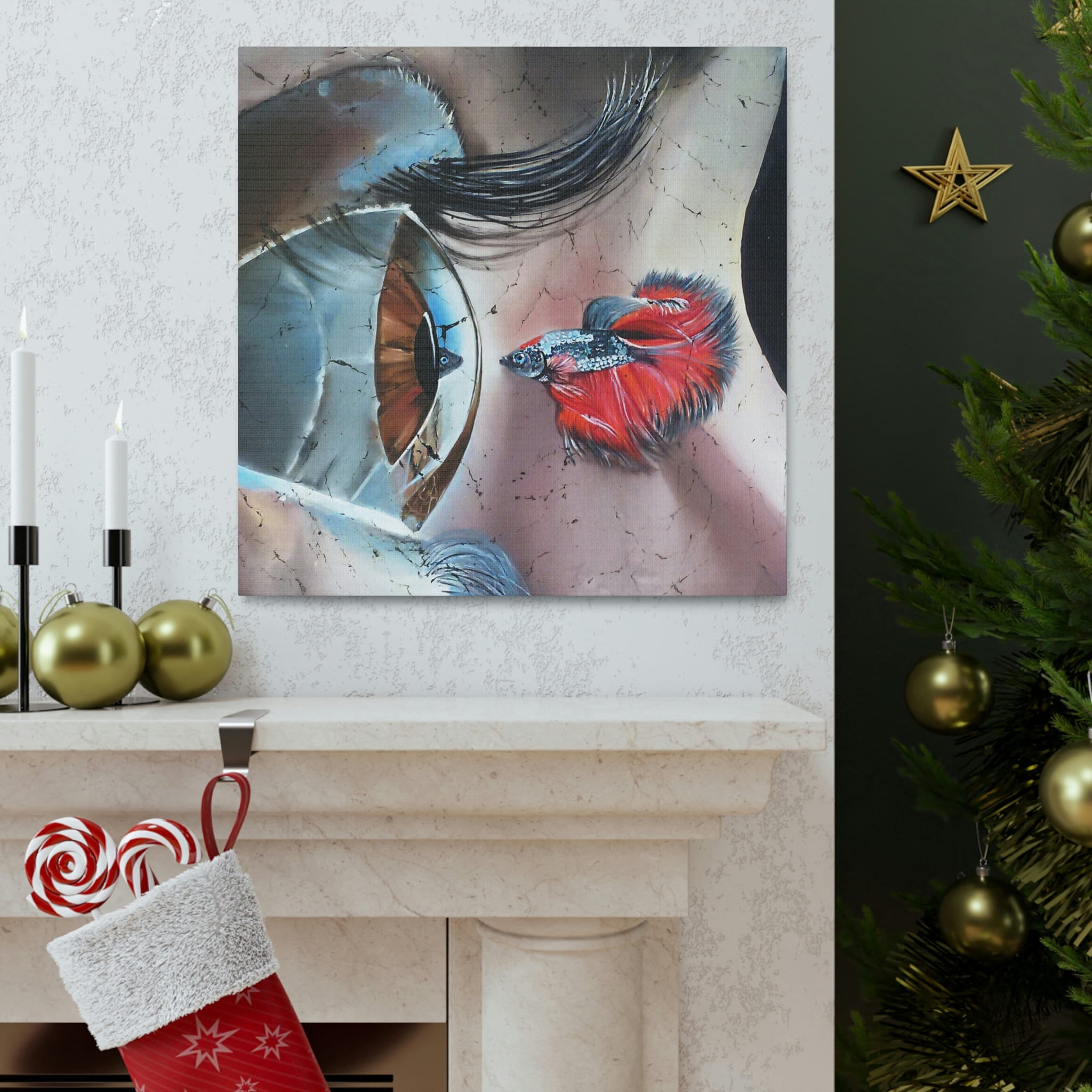 Eye With Betta Fish Silk Painting Eye Batik Art Print, Betta Fish ...