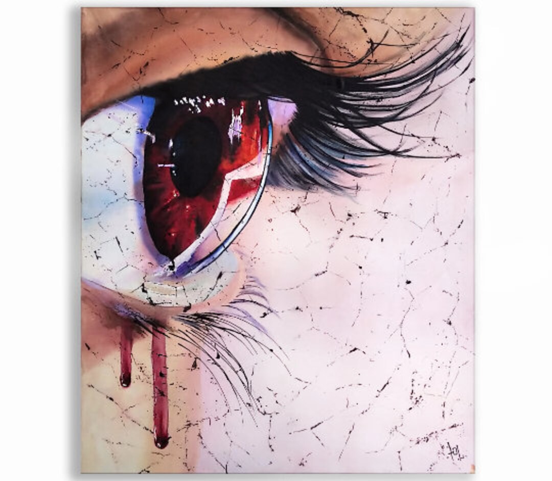 Red Eye Silk Painting Eye Original Batik Painting Eye Modern Art Batik ...