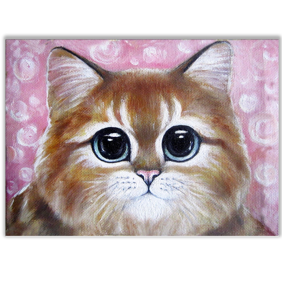 Ginger Kitten Oil Painting, Red Cat Painting, Pet Portrait Canvas ...