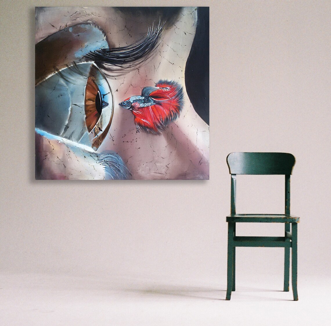 Eye With Betta Fish Silk Painting Eye Batik Art Print, Betta Fish ...