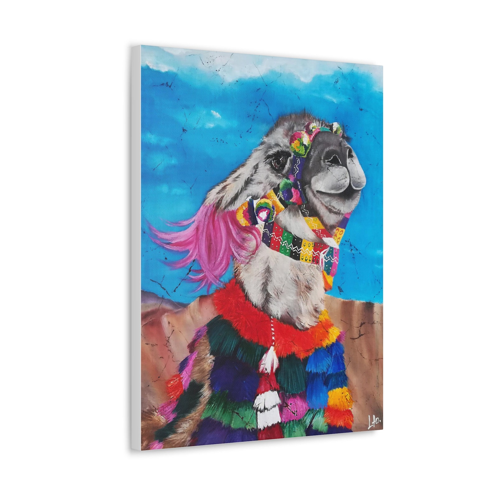 Colorful Llama Batik Art Print, Rainbow Llama Wall Art Alpaca Silk ...