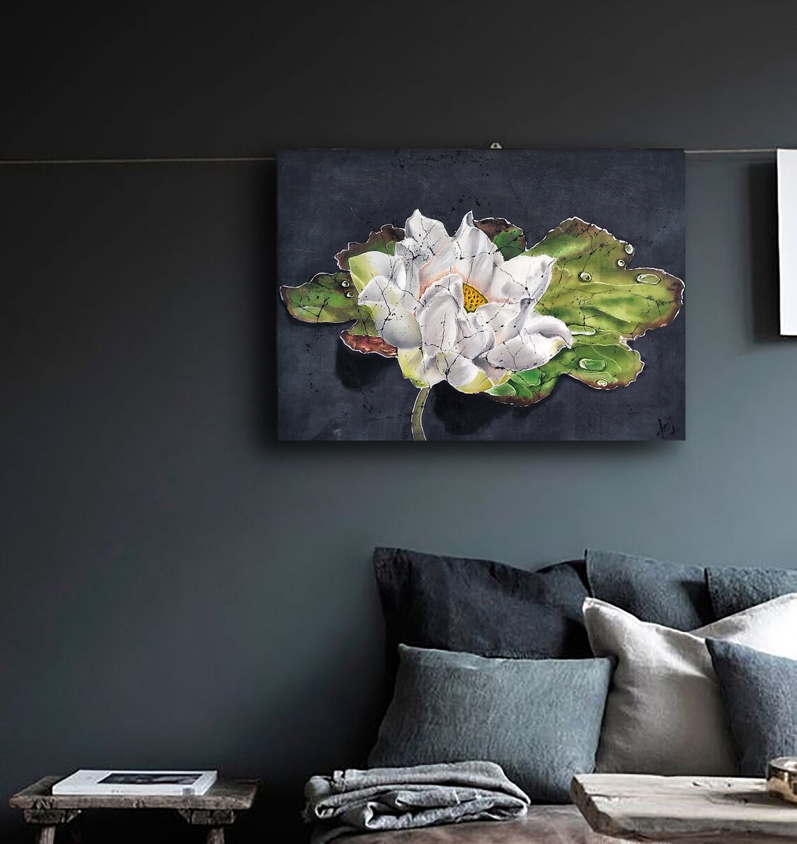 White Lotus Original Silk Painting Batik Wall Hanging - Etsy