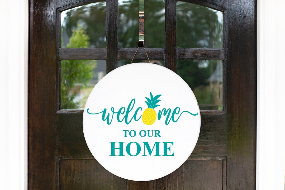 Welcome Sign Door Hanger Pineapple Welcome Sign Welcome Door Hanger ...