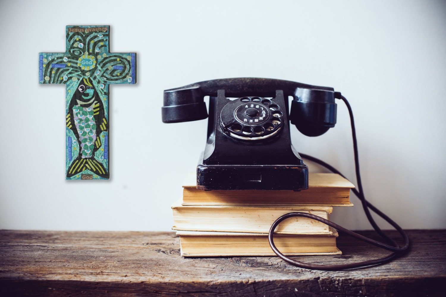 Fish Prayer Cross Wooden Wall Crosschristian Wall - Etsy UK